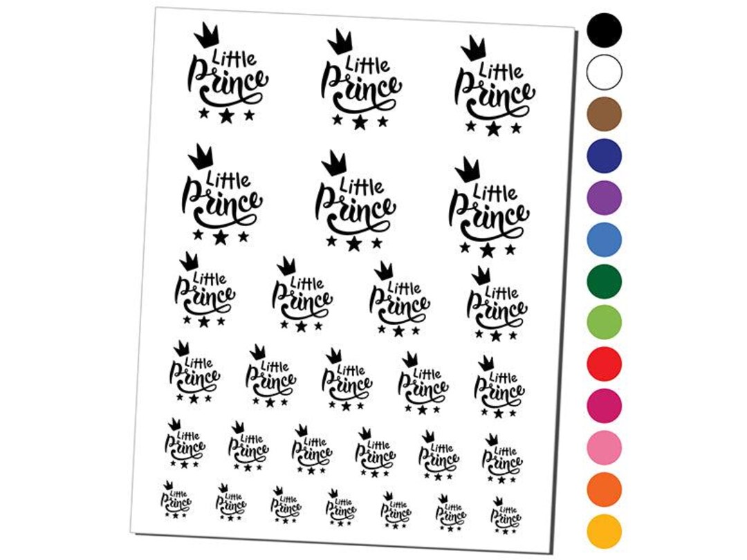 Little Prince Cursive With Crown and Stars Temporary Tattoo Water ...