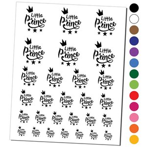 Little Prince Cursive With Crown and Stars Temporary Tattoo Water ...
