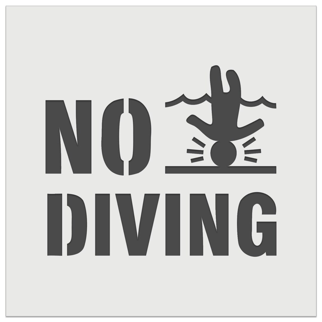 No Diving Swimming Head Injury Wall Cookie DIY Craft Reusable Stencil ...