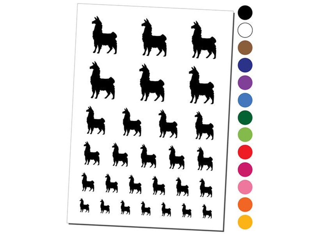 Proud Wooly Llama Standing Silhouette Temporary Tattoo Water Resistant ...