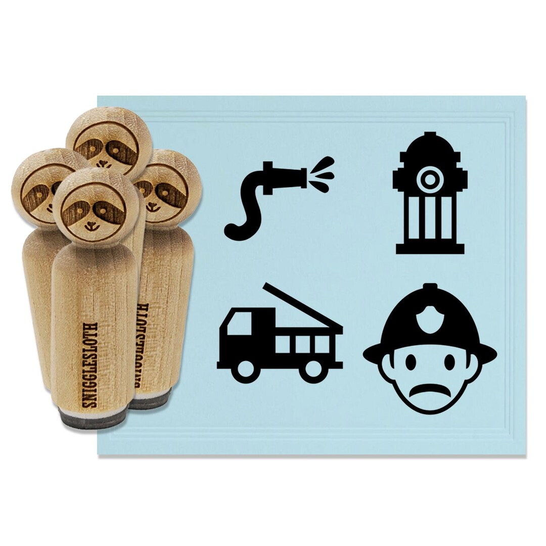 Firefighter Fire Truck Hydrant Hose Rubber Stamp Set for Stamping ...