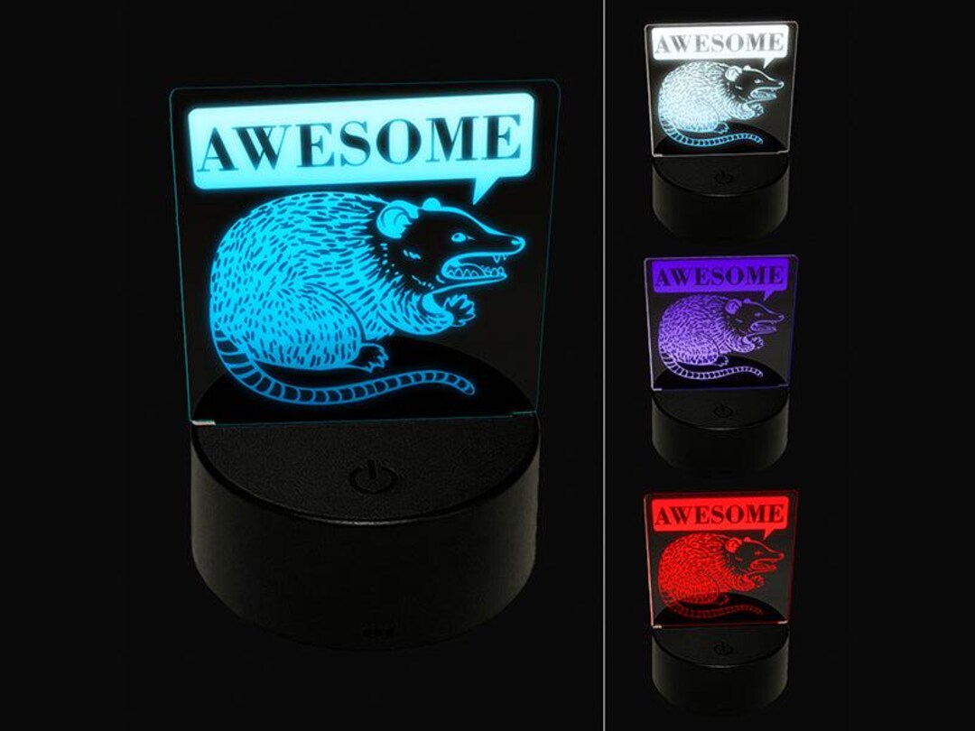 Awesome Possum Opossum 3D Illusion LED Night Light Sign Nightstand Desk ...