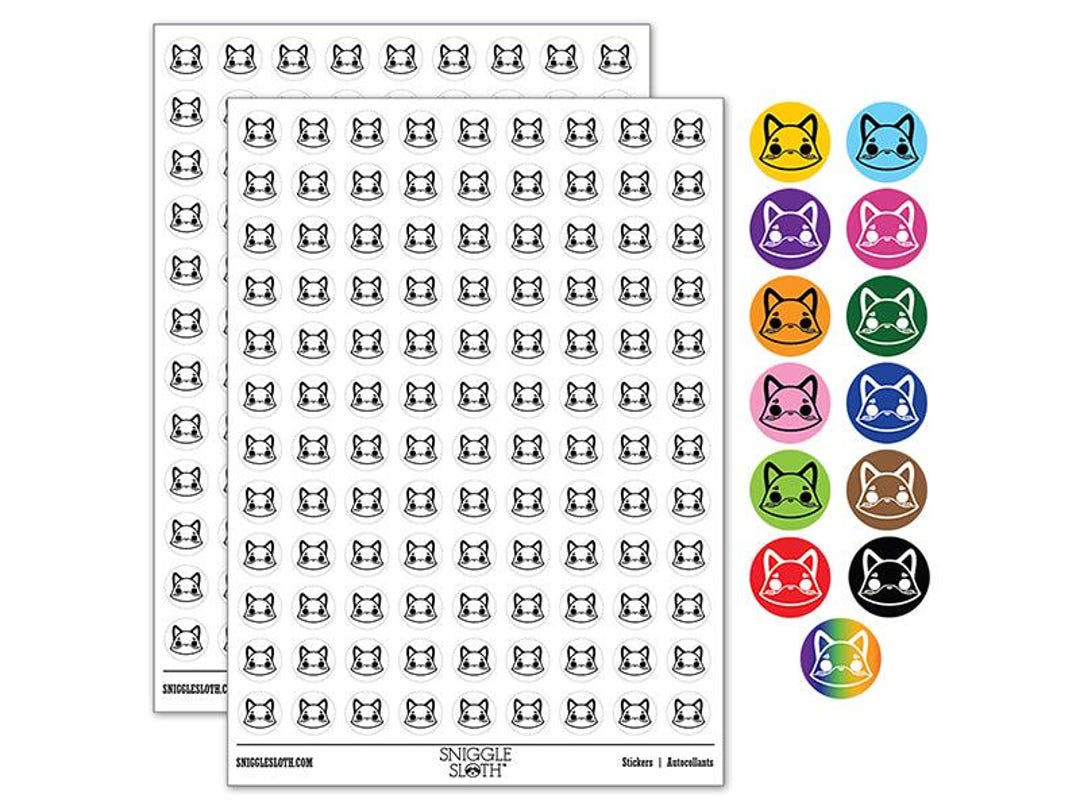 Charming Kawaii Chibi Fox Face Blushing Cheeks 200+ 0.50 Inch Round ...