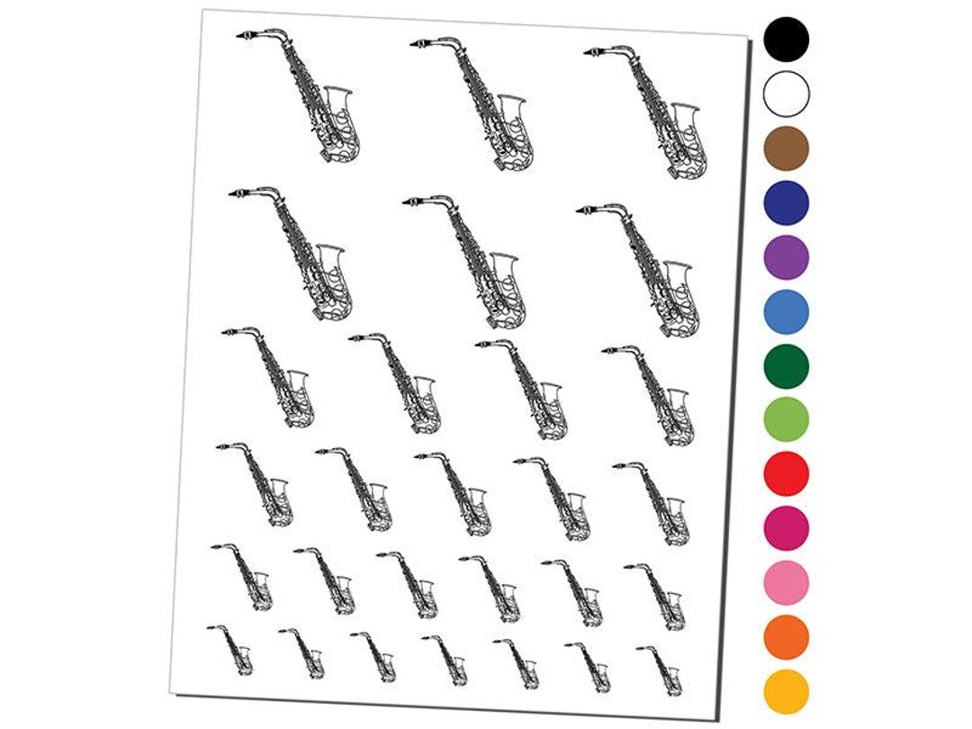 Alto Saxophone Woodwind Musical Instrument Temporary Tattoo Water ...