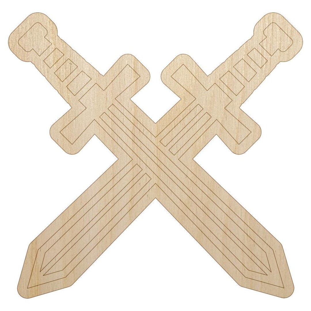 Crossed Swords Battle Icon Unfinished Wood Shape Piece Cutout for DIY ...