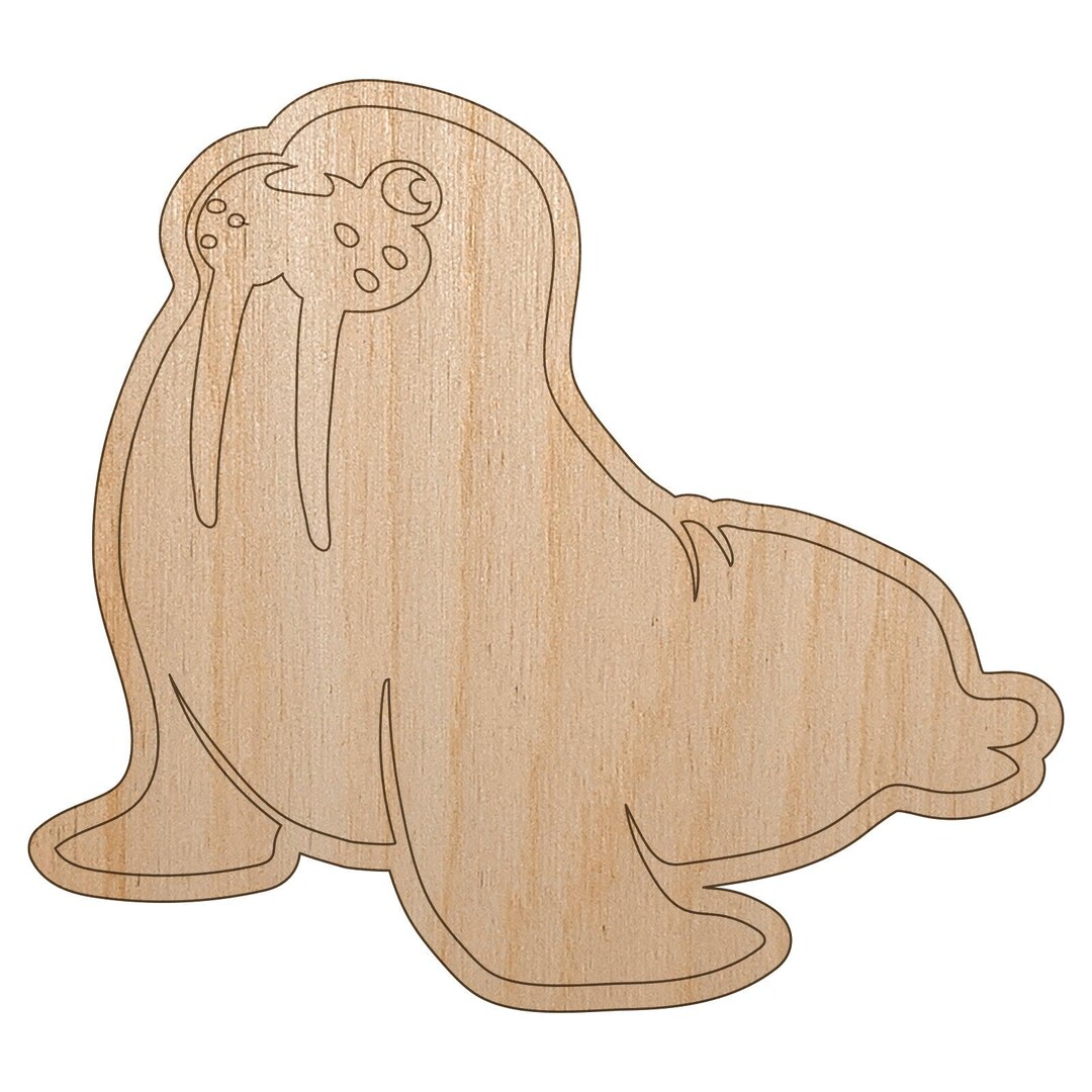 Wobbly Walrus Unfinished Wood Shape Piece Cutout for DIY Craft Projects ...