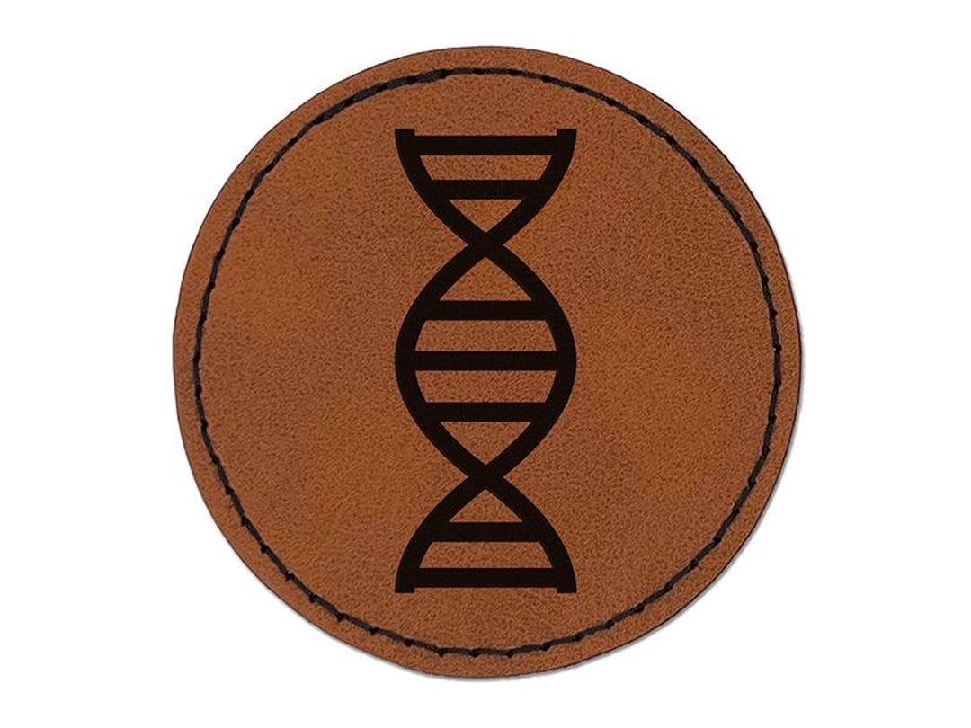 DNA Molecule Double Helix Science Symbol Round Iron-on Engraved Faux ...