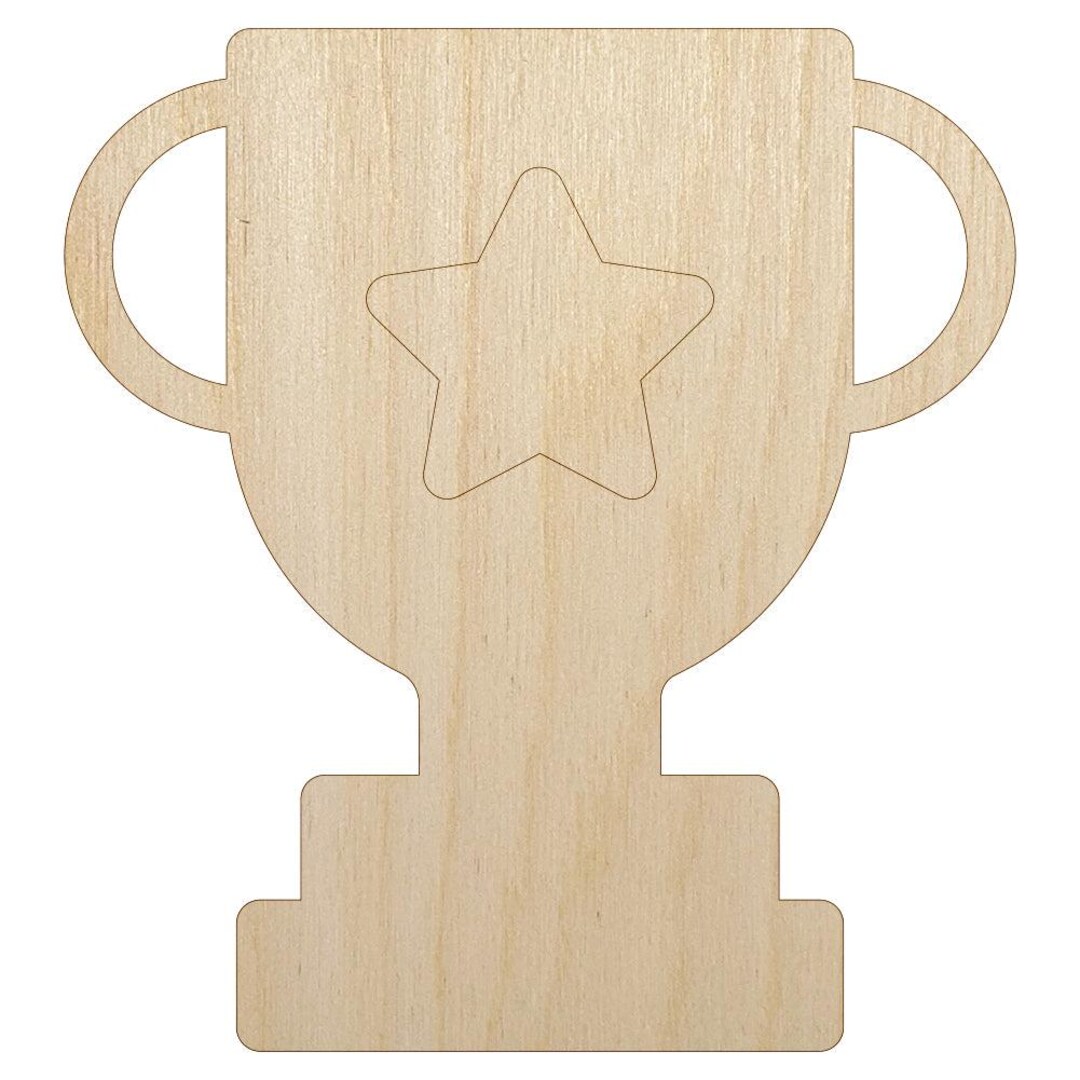 Trophy Award Outline With Star Unfinished Wood Shape Piece Cutout for ...