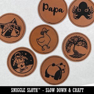 Cute Wombat Australian Marsupial Round Iron-on Engraved Faux Leather ...