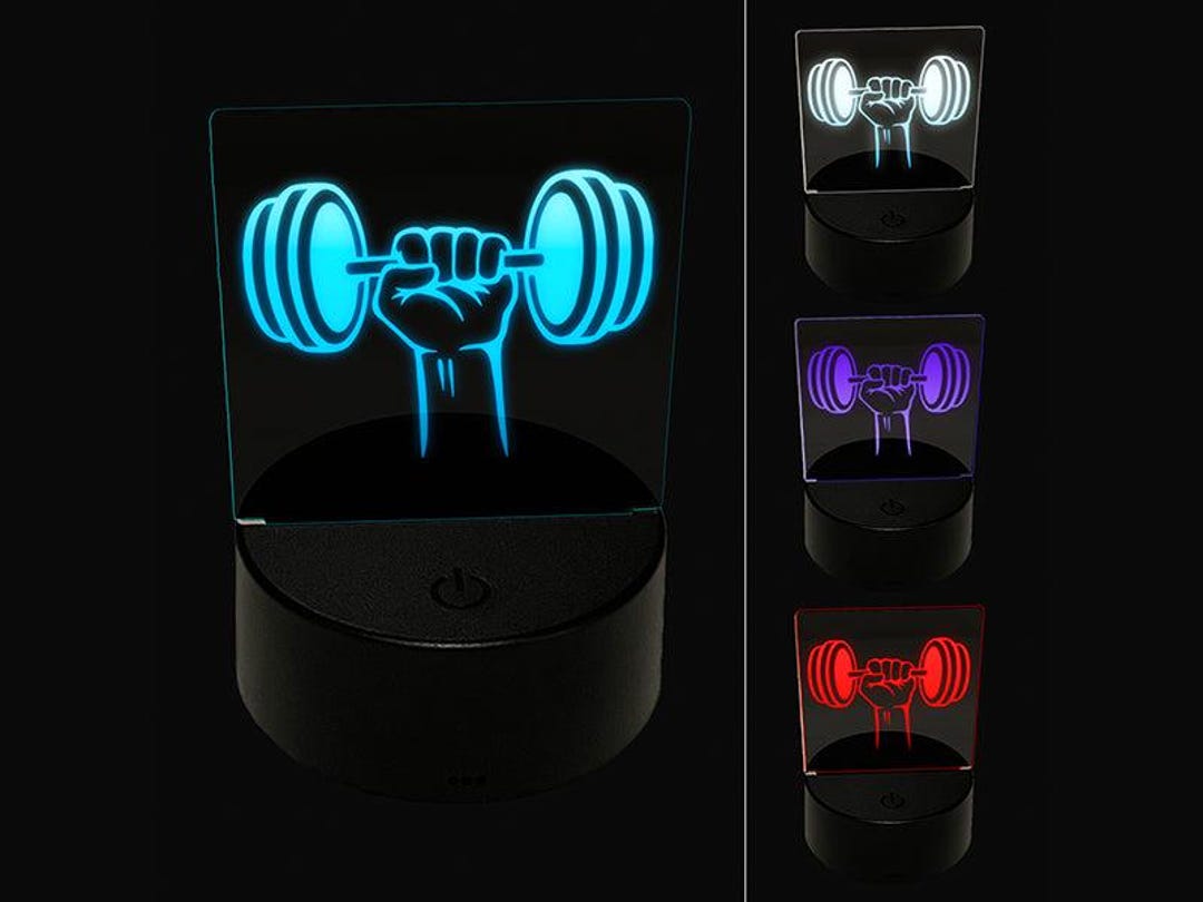 Hand Lifting Dumbbell Weightlifting Weights Gym Workout 3D Illusion LED ...