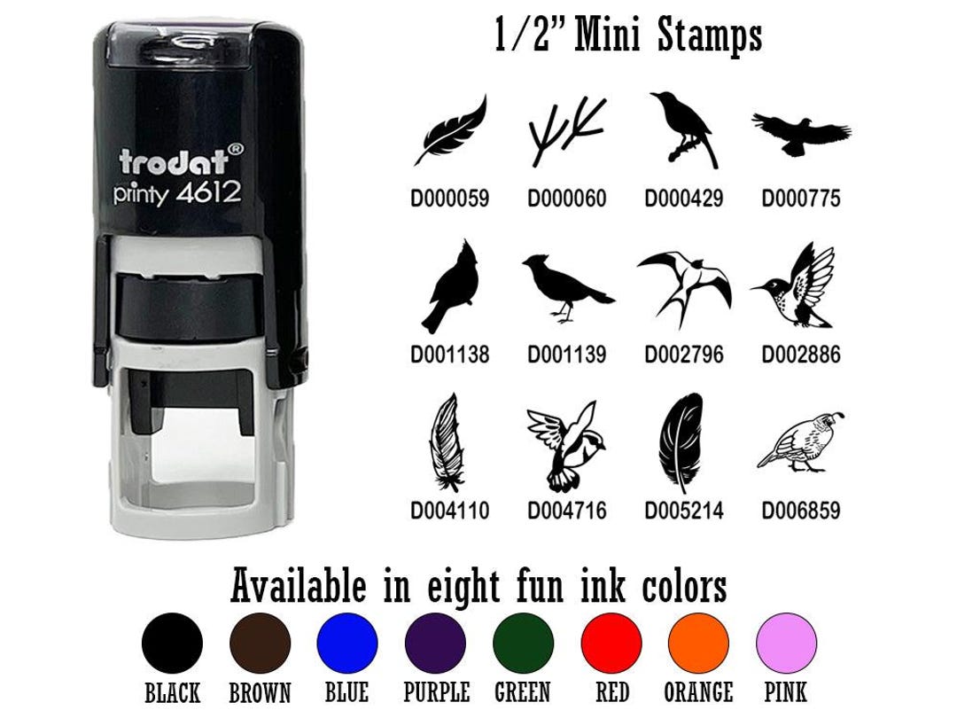 Birds and Feathers 1/2" Self-inking Rubber Stamp Ink Stamper - Etsy