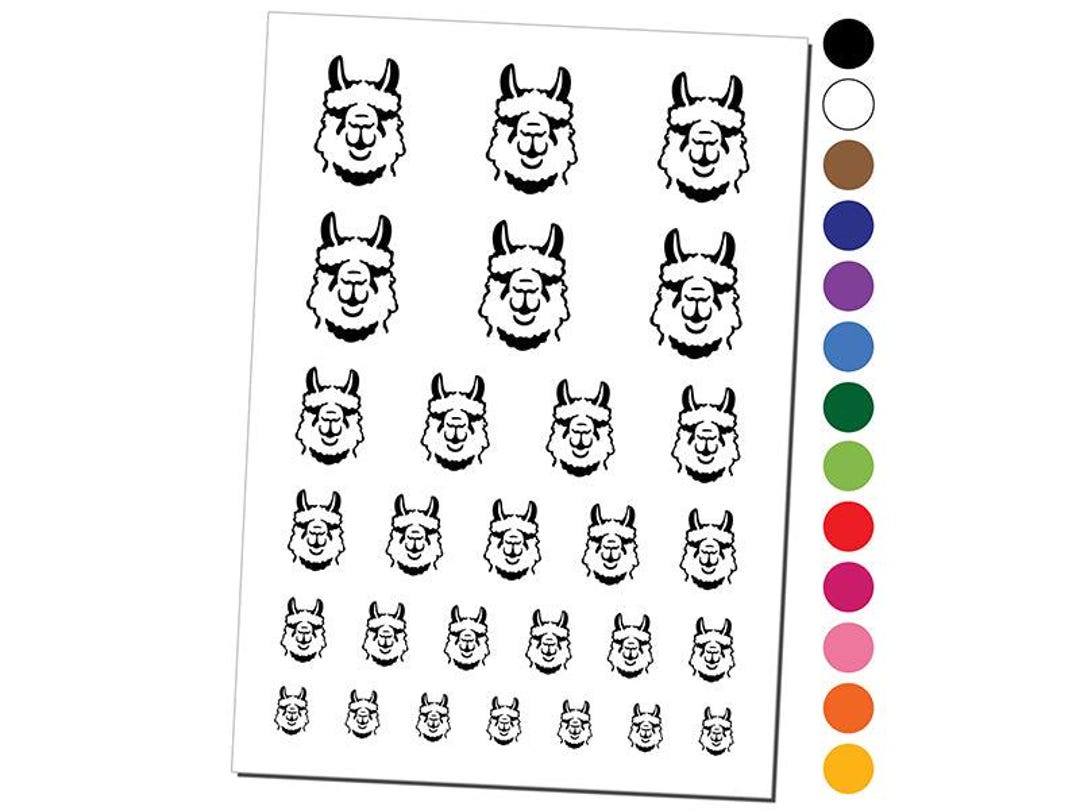 Fluffy Wooly Llama Head Temporary Tattoo Water Resistant Fake Body Art ...