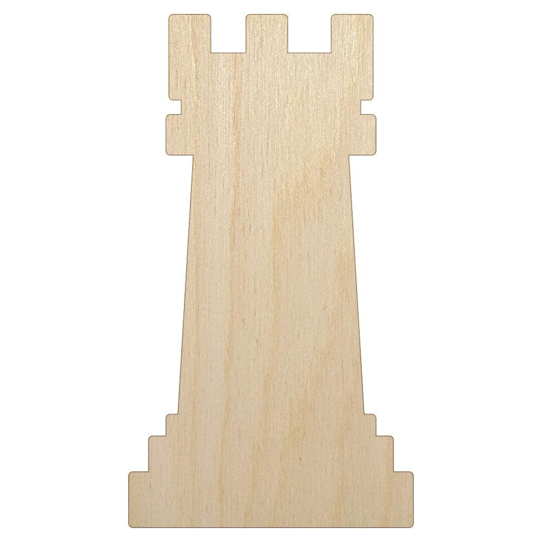 Chess Rook Piece Unfinished Wood Shape Piece Cutout for DIY Craft ...