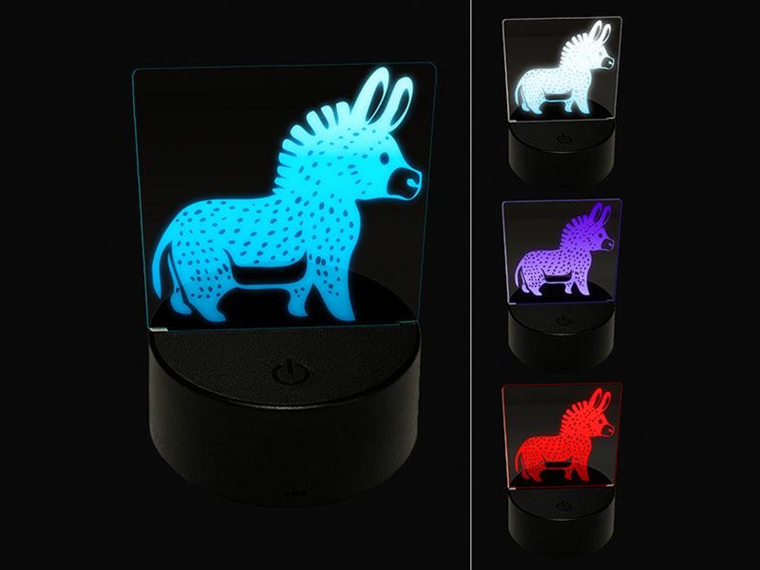 Cute Chubby Donkey Mule 3D Illusion LED Night Light Sign Nightstand ...