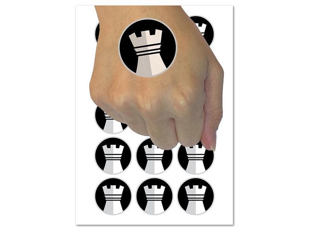 Chess Piece White Rook Temporary Tattoo Water Resistant Fake Body Art ...