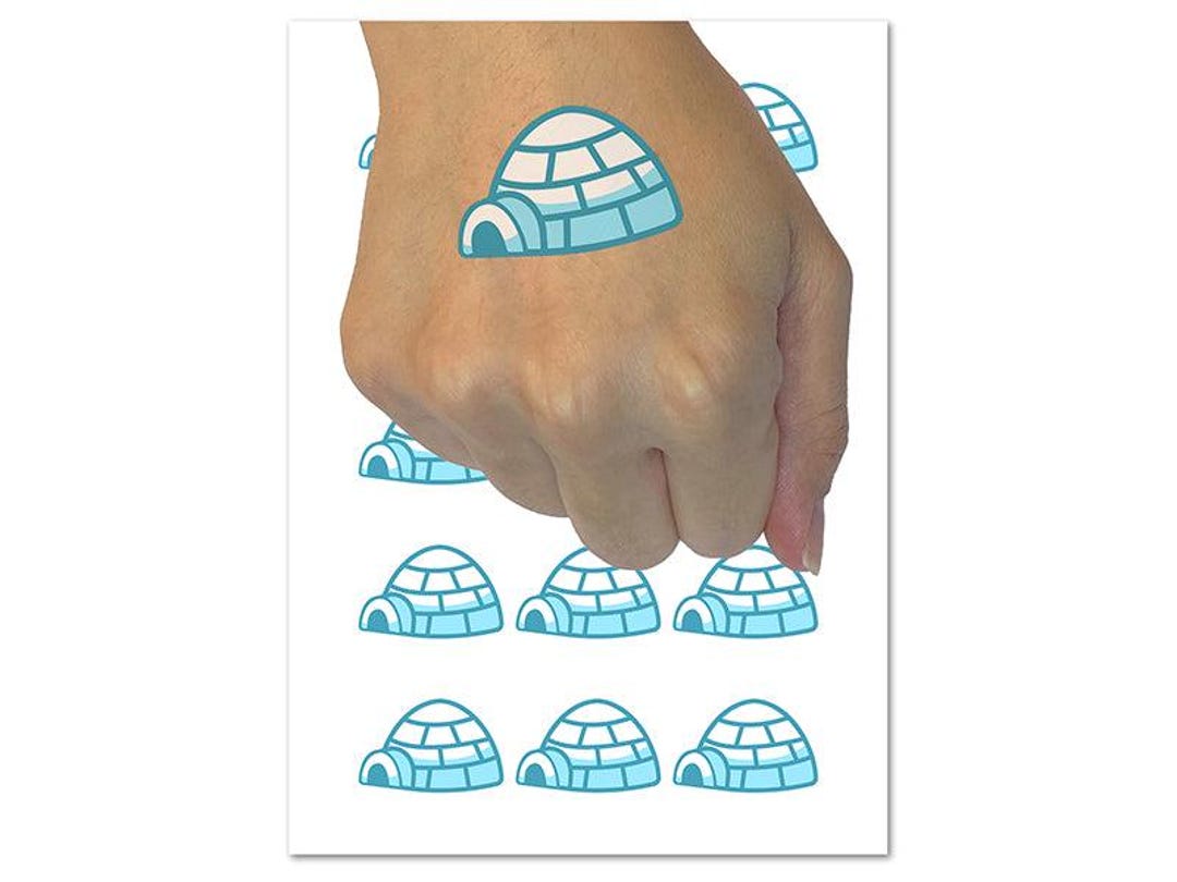 Igloo Ice House Temporary Tattoo Water Resistant Fake Body Art Set ...