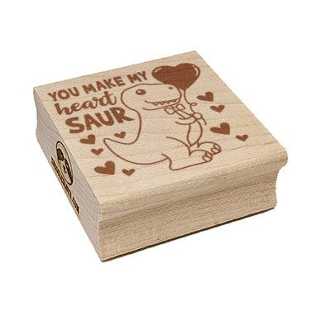 You Make My Heart Saur Soar Dinosaur Valentine's Day Square Rubber ...