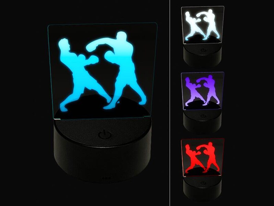 Boxers Boxing Fighting Punch Dodge 3D Illusion LED Night Light Sign ...