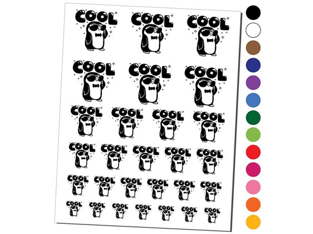 Cool Penguin Temporary Tattoo Water Resistant Fake Body Art Set ...