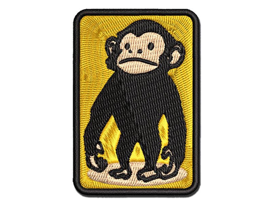 Standing Stoic Chimpanzee Ape Monkey Multi-color Embroidered Iron-on or ...