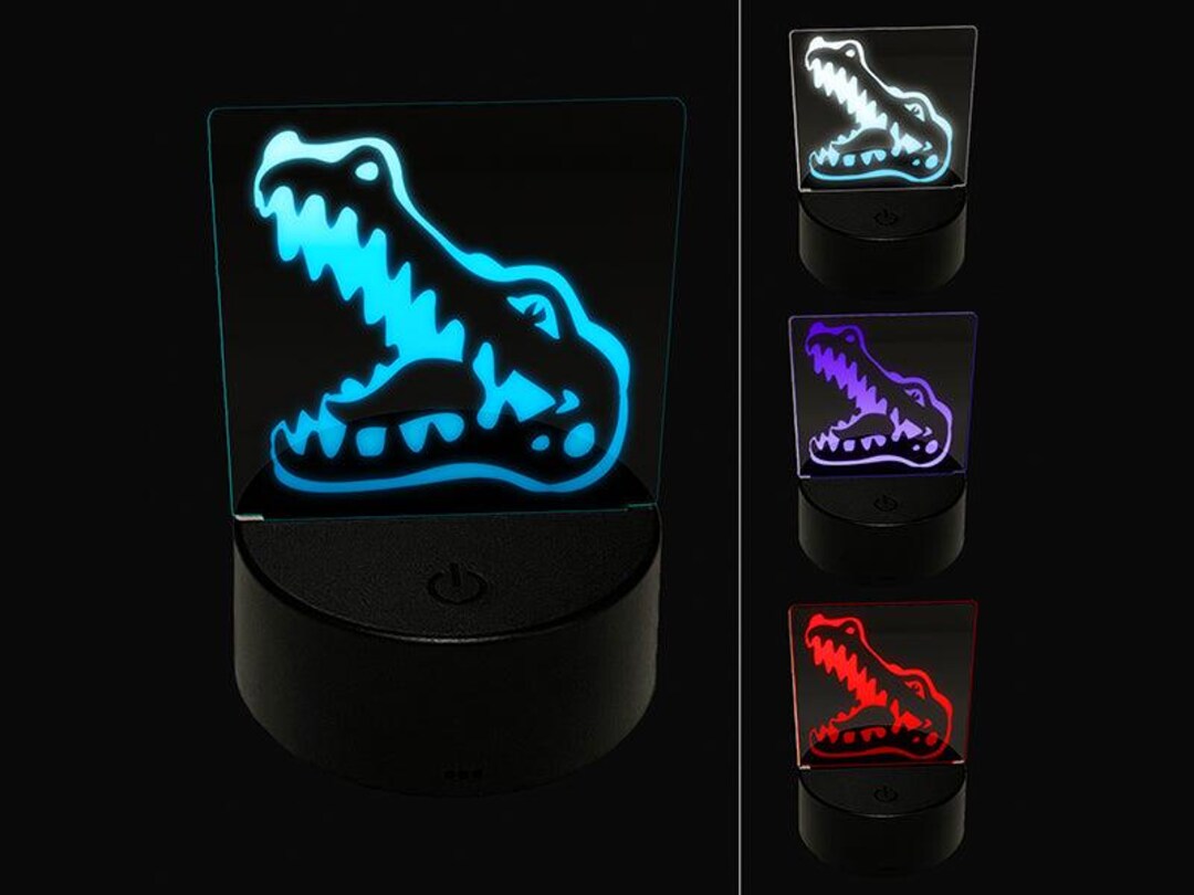 Smiling Toothy Crocodile Alligator Chomp 3D Illusion LED Night Light ...