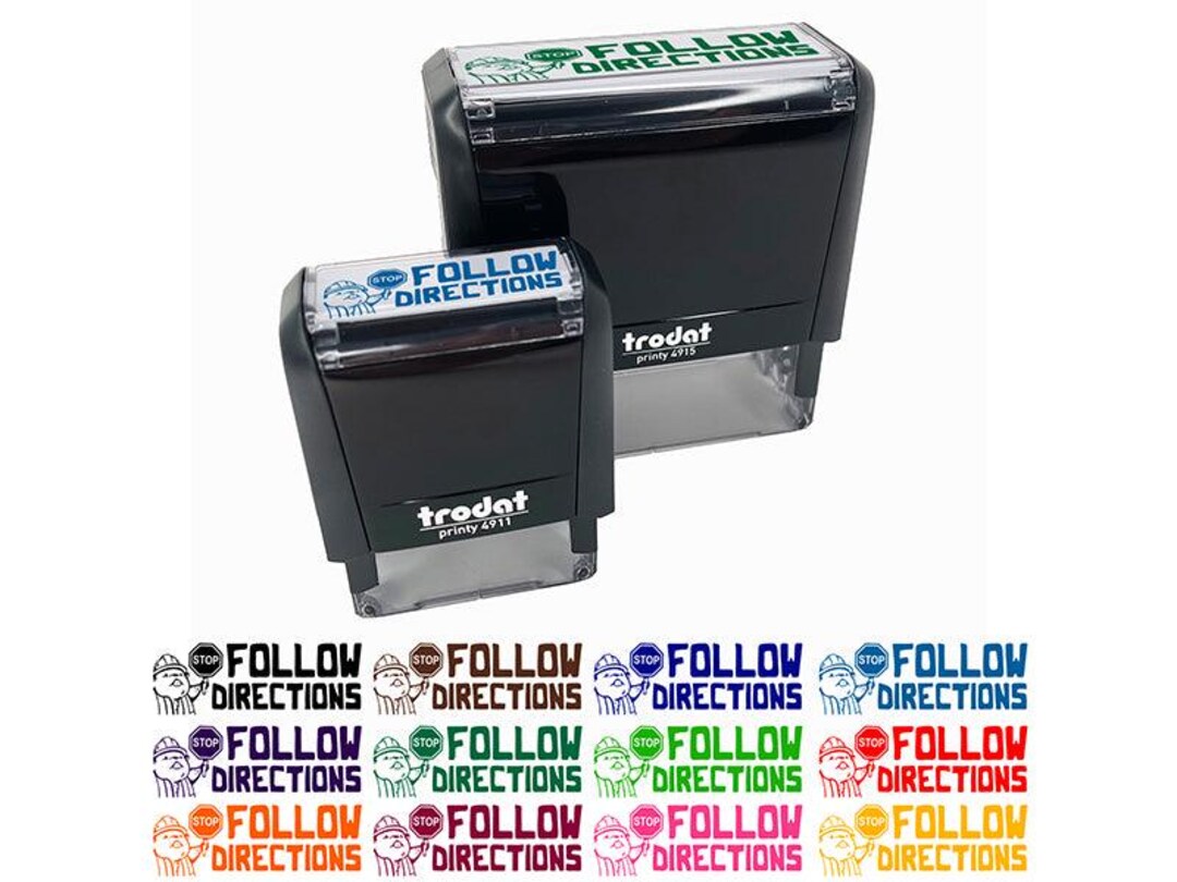 Follow Directions Stop Sign Teacher Student School Self-inking Rubber ...