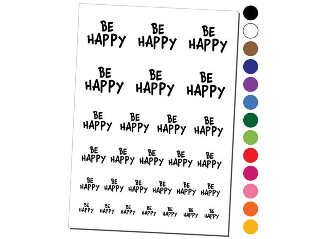 Be Happy Fun Text Temporary Tattoo Water Resistant Fake Body Art Set ...