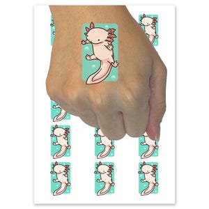 Curious Floating Axolotl Salamander Temporary Tattoo Water Resistant ...