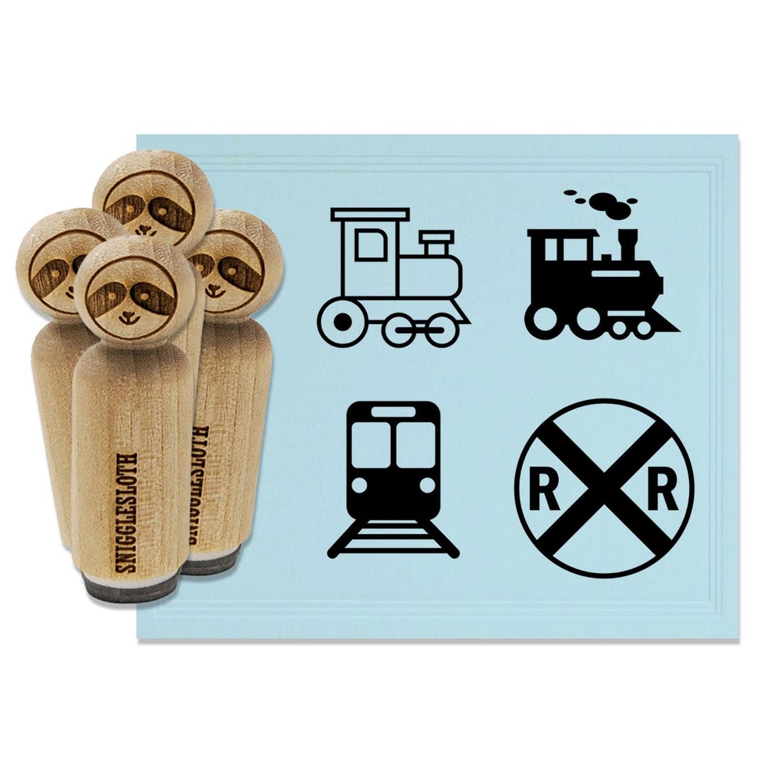 Railroad Crossing Trains Tracks Rubber Stamp Set for Stamping Crafting ...