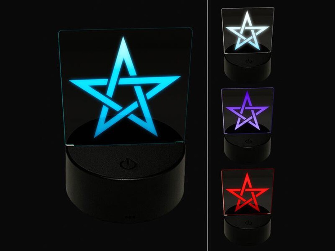 Pentacle Star Witch Wicca Occult 3D Illusion LED Night Light Sign ...