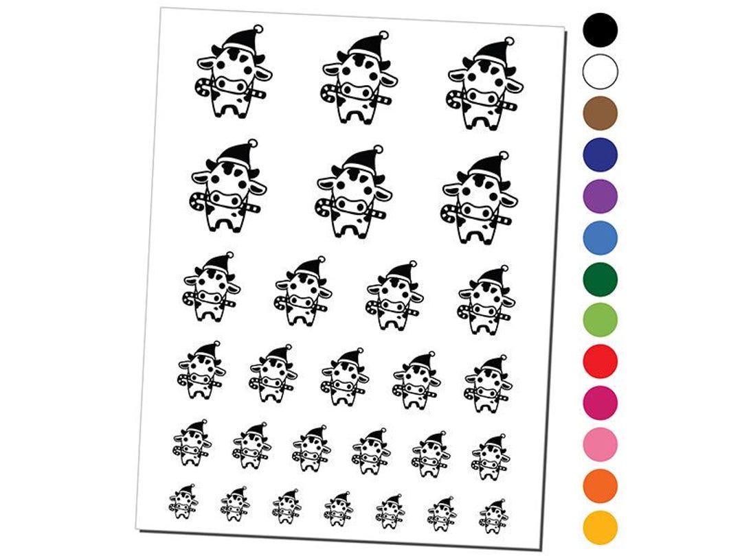 Christmas Cow Holding Candy Cane Temporary Tattoo Water Resistant Fake ...
