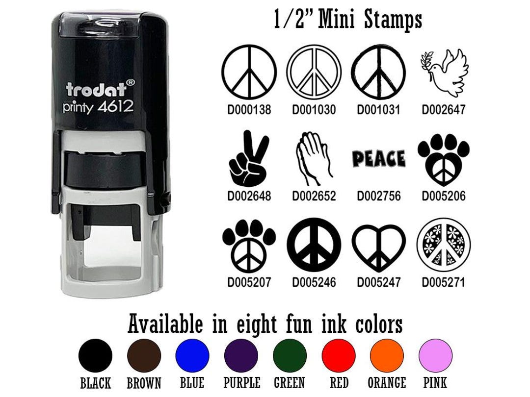 Peace Symbols 1/2" Self-inking Rubber Stamp Ink Stamper. - Etsy