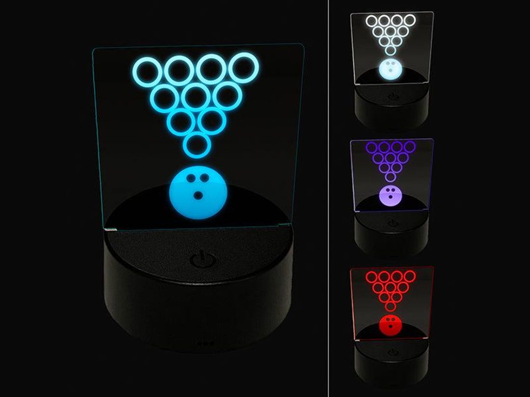 Bowling Ball Rolling Towards Pins 3D Illusion LED Night Light Sign ...