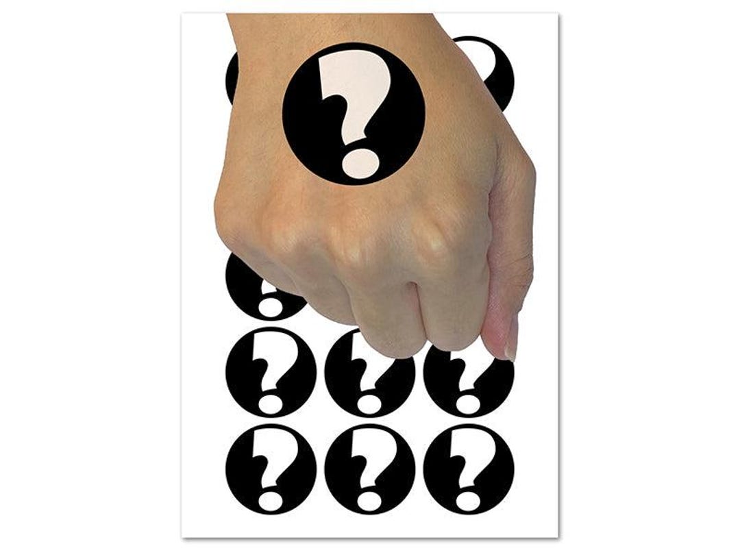 Question Mark Bold Temporary Tattoo Water Resistant Fake Body Art Set ...