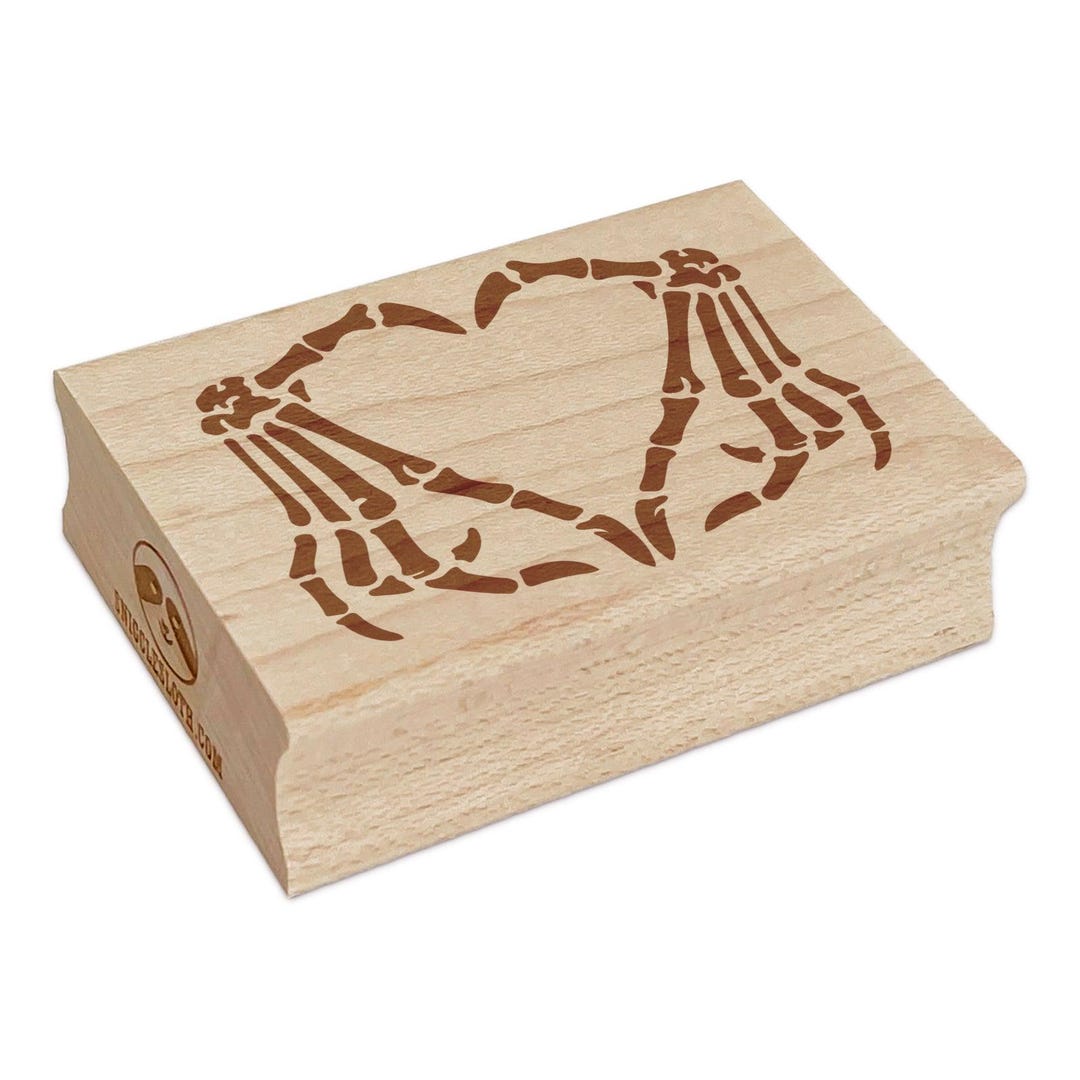 Skeleton Bone Hands Making Heart Rectangle Rubber Stamp for Stamping ...