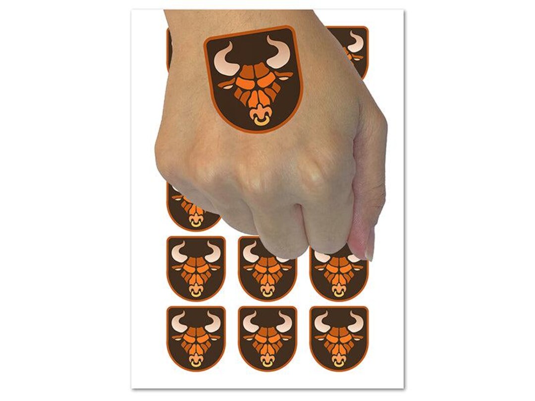Angry Bull Cow Head With Horns Temporary Tattoo Water Resistant Fake ...