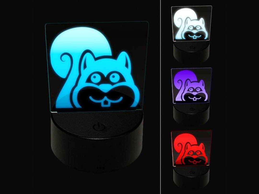 Peeking Squirrel 3D Illusion LED Night Light Sign Nightstand Desk Lamp ...