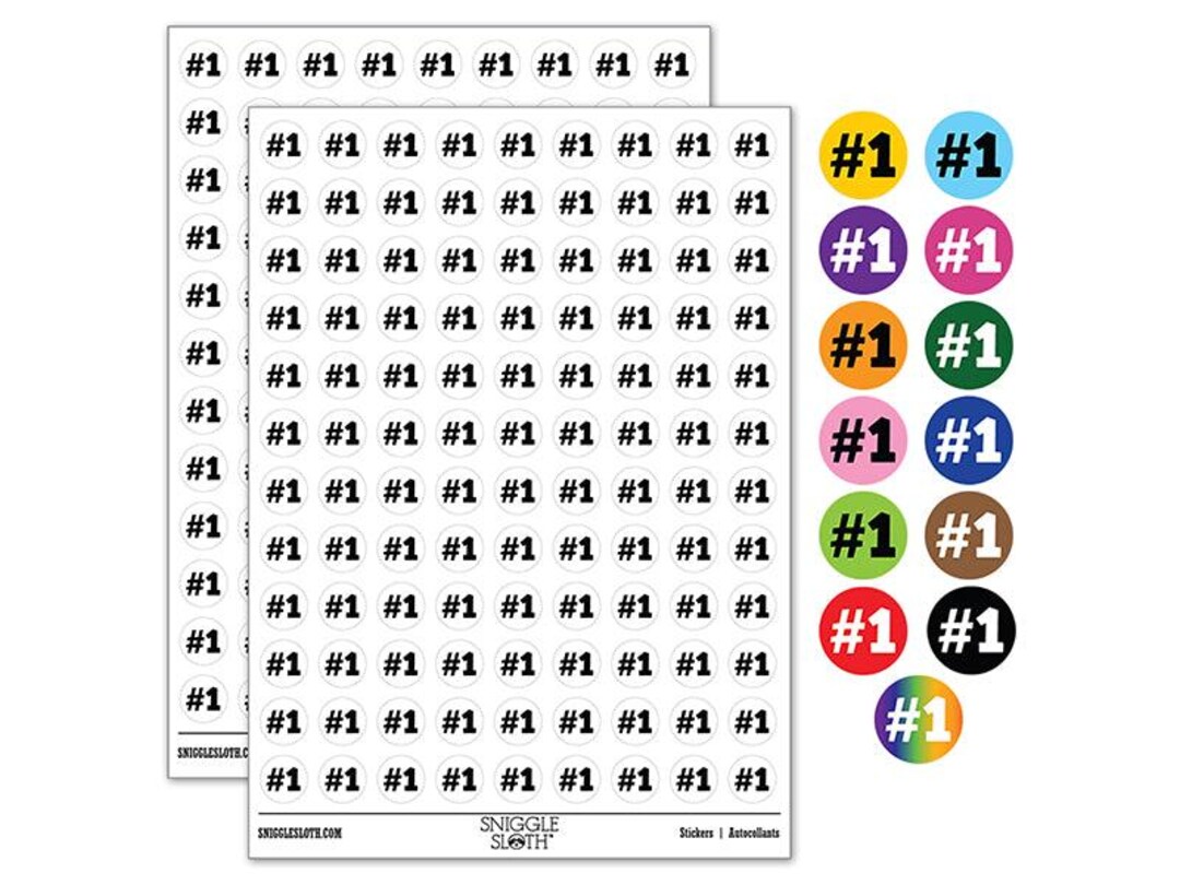 1 Number One Fun Text 200+ 0.50 Inch Round Stickers - Etsy