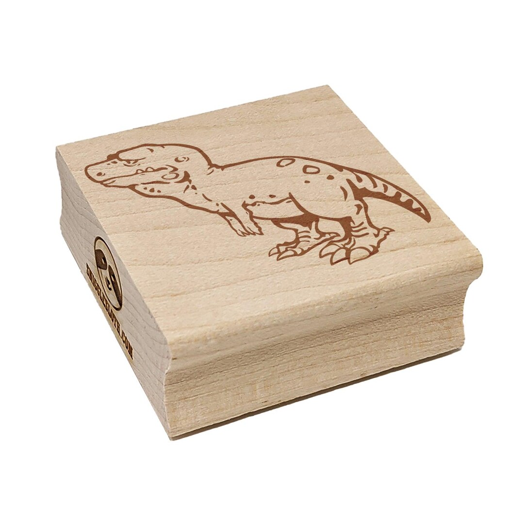 Sad Tyrannosaurus Rex Dinosaur Square Rubber Stamp for Stamping ...