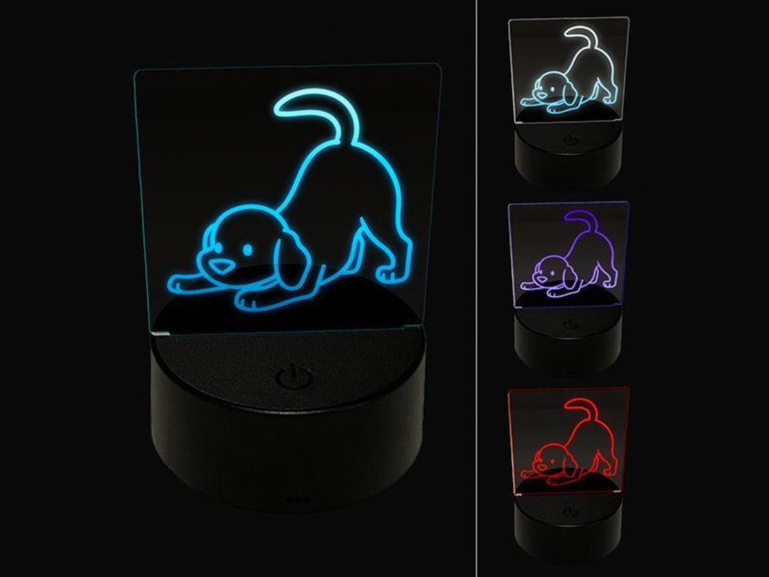 Labrador Retriever Play Bow Dog 3D Illusion LED Night Light Sign ...