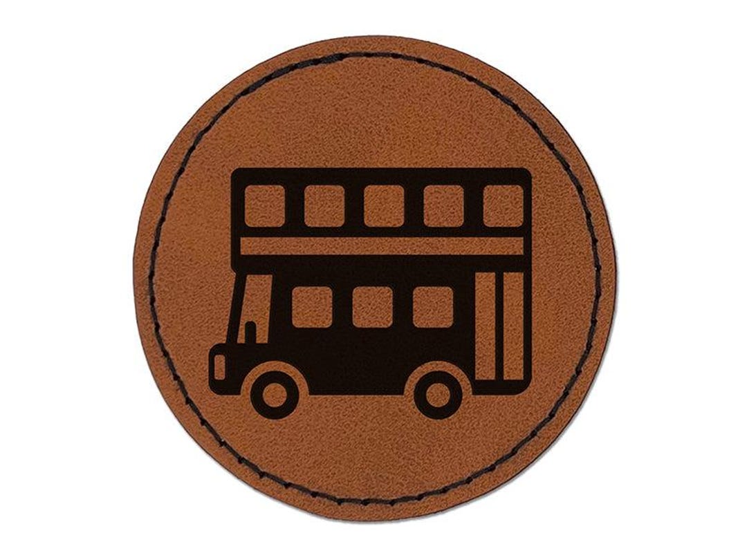London Double Decker Bus Public Transportation Round Iron-on Engraved ...