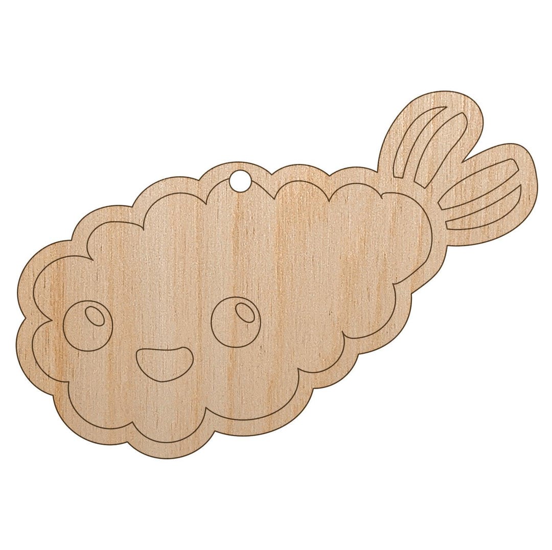 Kawaii Cute Shrimp Tempura Ebi Unfinished Craft Wood Holiday Christmas ...