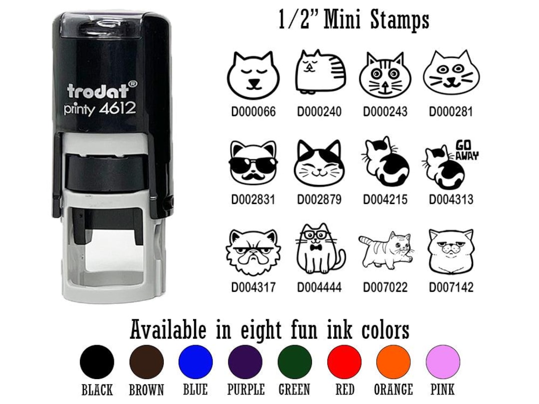 Cool Cats 1/2" Self-inking Rubber Stamp Ink Stamper - Etsy