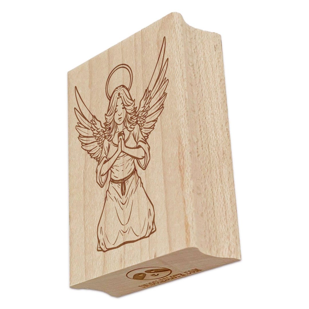 Devout Angel Woman Praying Rectangle Rubber Stamp for Stamping Crafting ...