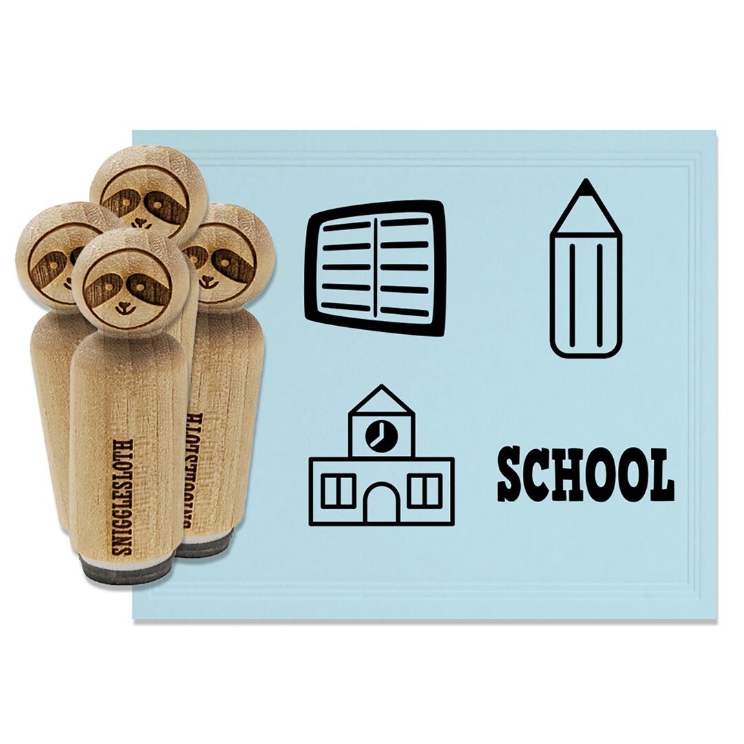 School Building Book Pencil Rubber Stamp Set for Stamping Crafting ...