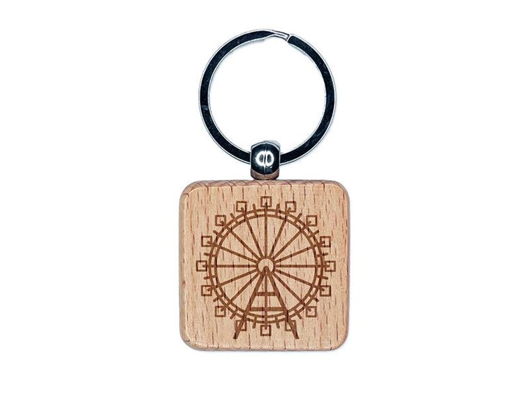 Vienna Giant Ferris Wheel Engraved Wood Square Keychain Tag Charm - Etsy