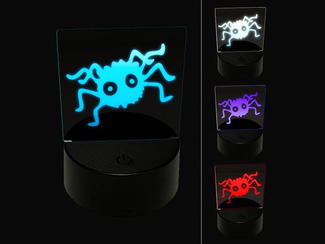 Fuzzy Cartoon Bug Spider 3D Illusion LED Night Light Sign Nightstand ...