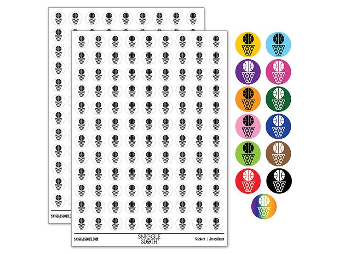 Basketball and Hoop 200+ 0.50 Inch Round Stickers - Etsy