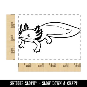 Realistic Albino Axolotl Mexican Amphibian Rectangle Rubber Stamp for ...