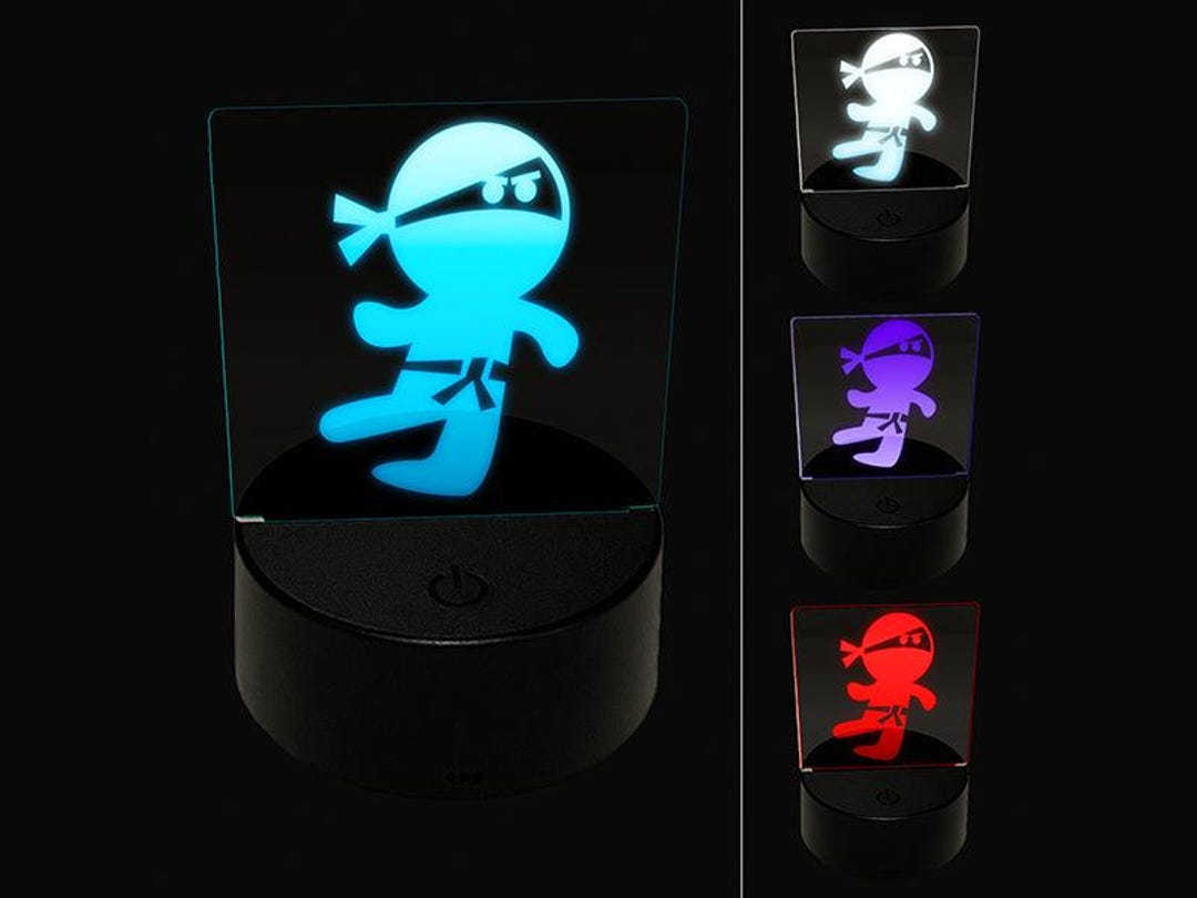 Cute Fighting Ninja 3D Illusion LED Night Light Sign Nightstand Desk ...